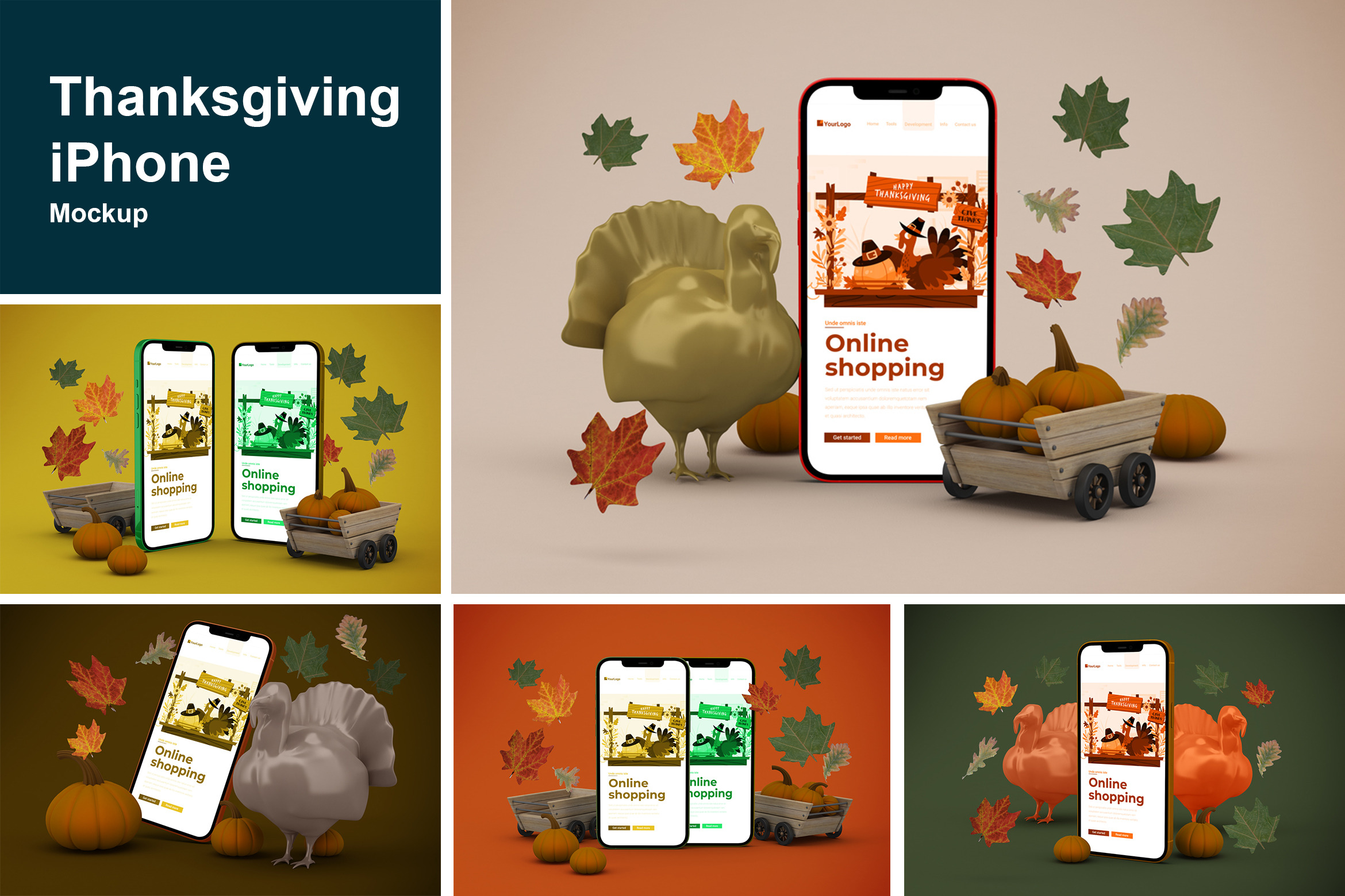 Thanksgiving iPhone Mockup, an iPhone Mockup by Qaleb Studio