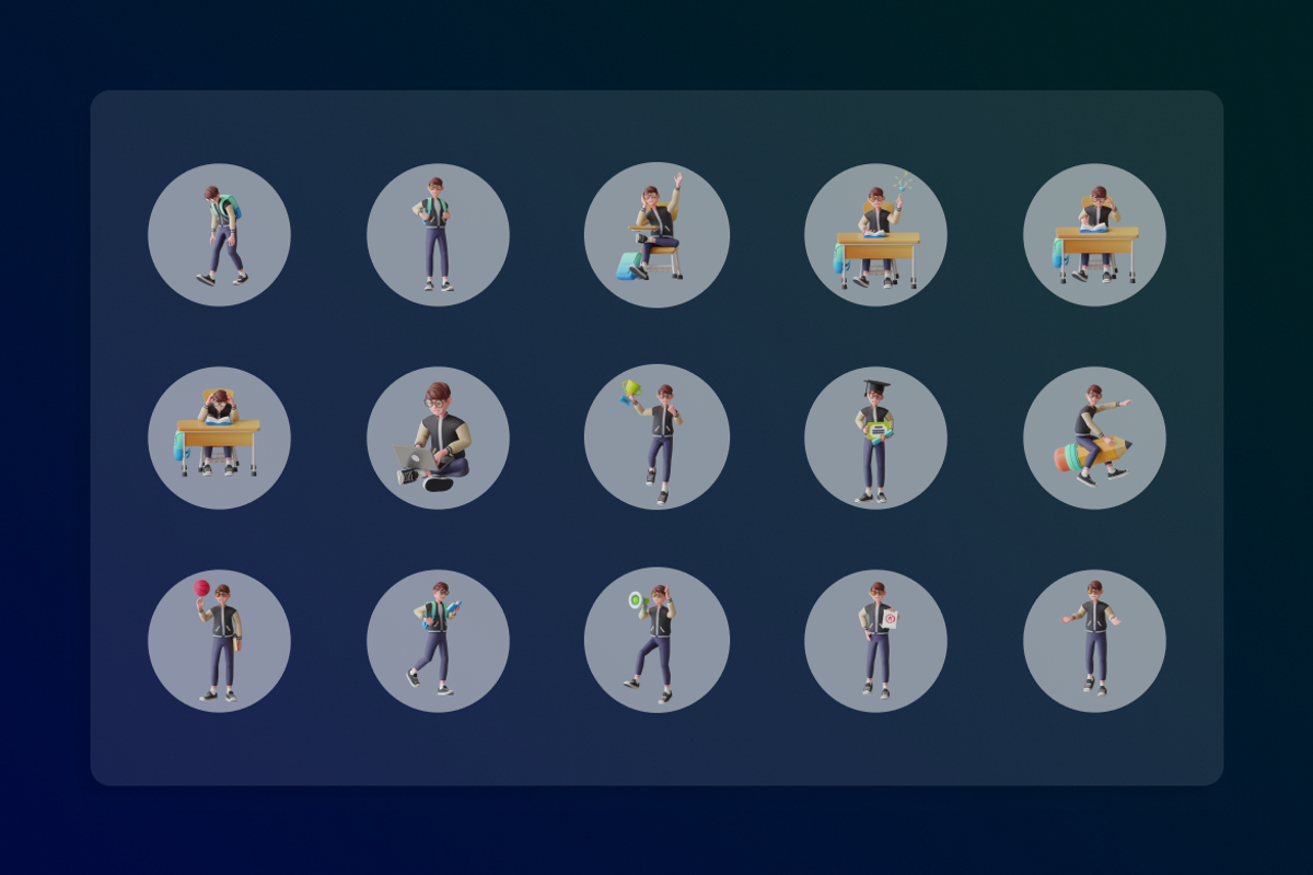 Student Character 3D Illustration, a Characters & Person 3D Model by ...