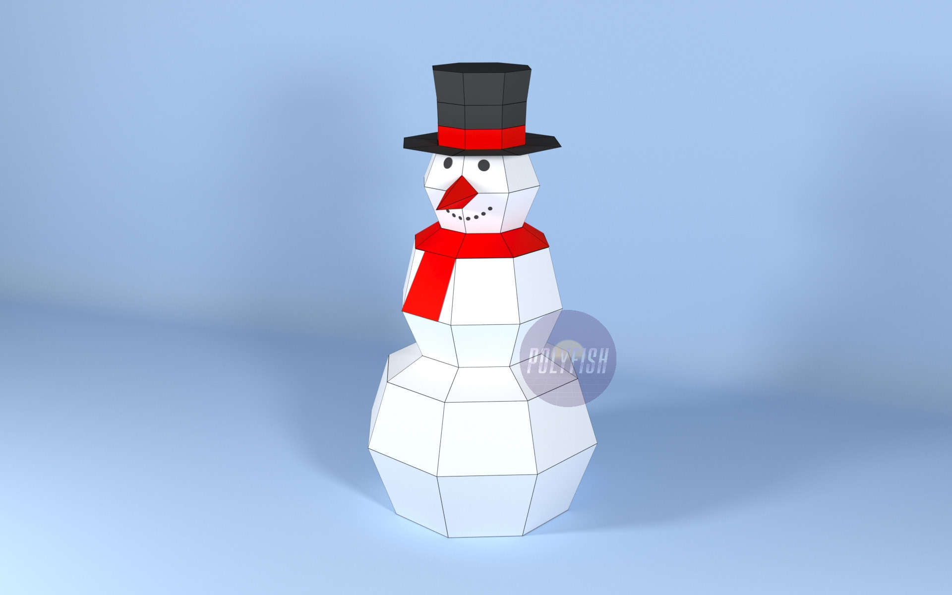 DIY Snowman 3D model template, a Graphic by PolyFish