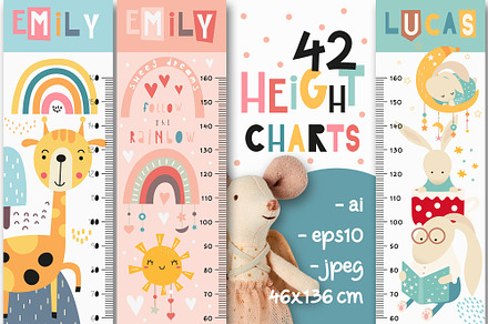 Height chart for kids nursery art, an Education Illustration by Nursery Art