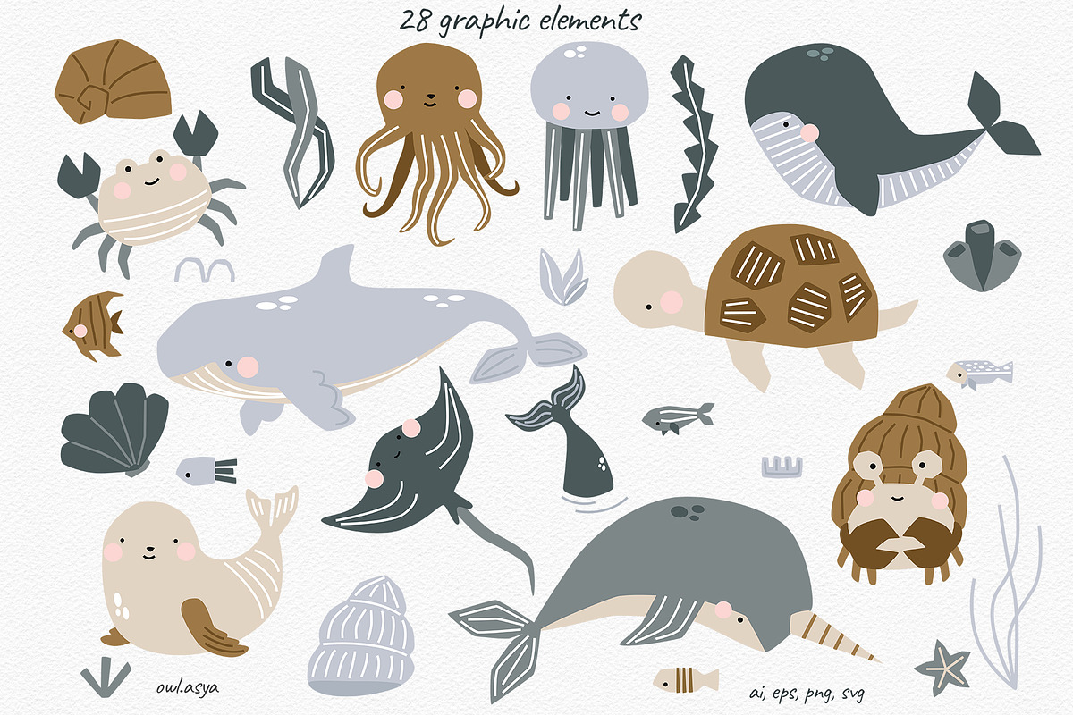 Ocean Friends Collection, a Graphic by owlasya