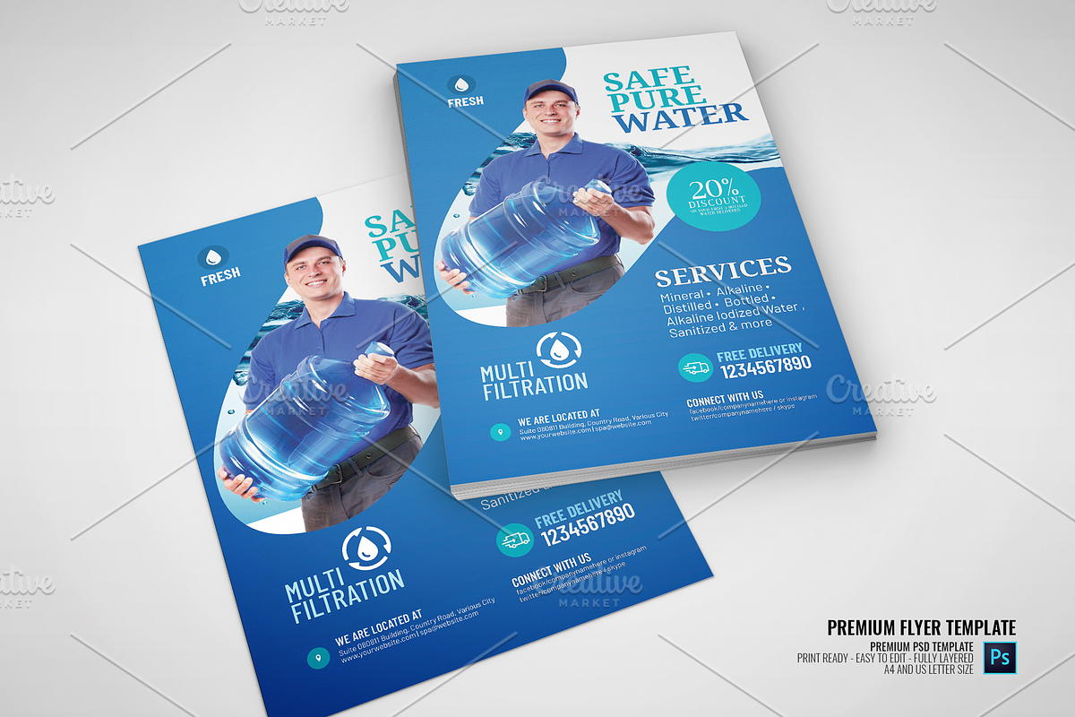 Water Refilling Station Flyer, a Flyer Template by PSDPixel
