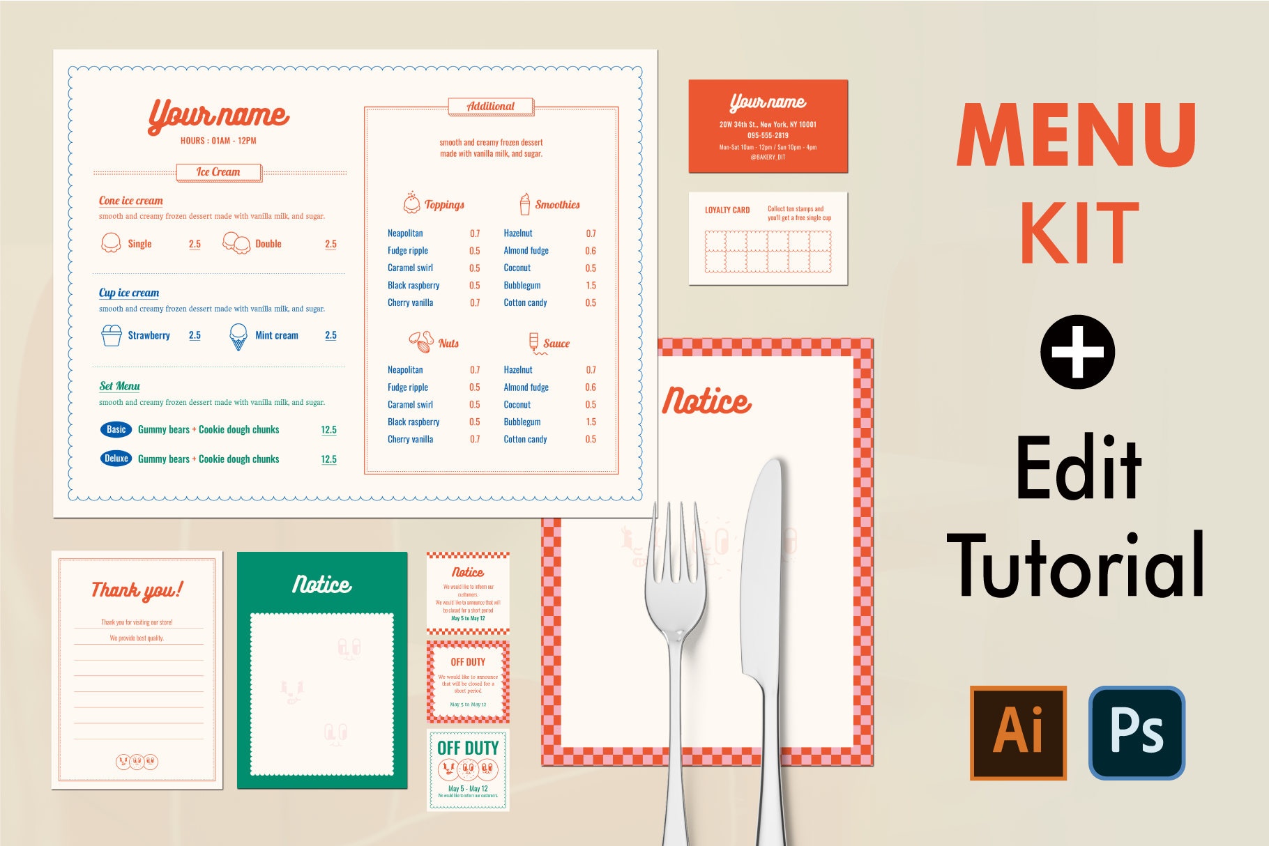 Vintage Menu Kit with Tutorial