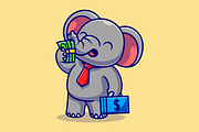 Cute Elephant Employee With Salary | Animal Illustrations ~ Creative Market