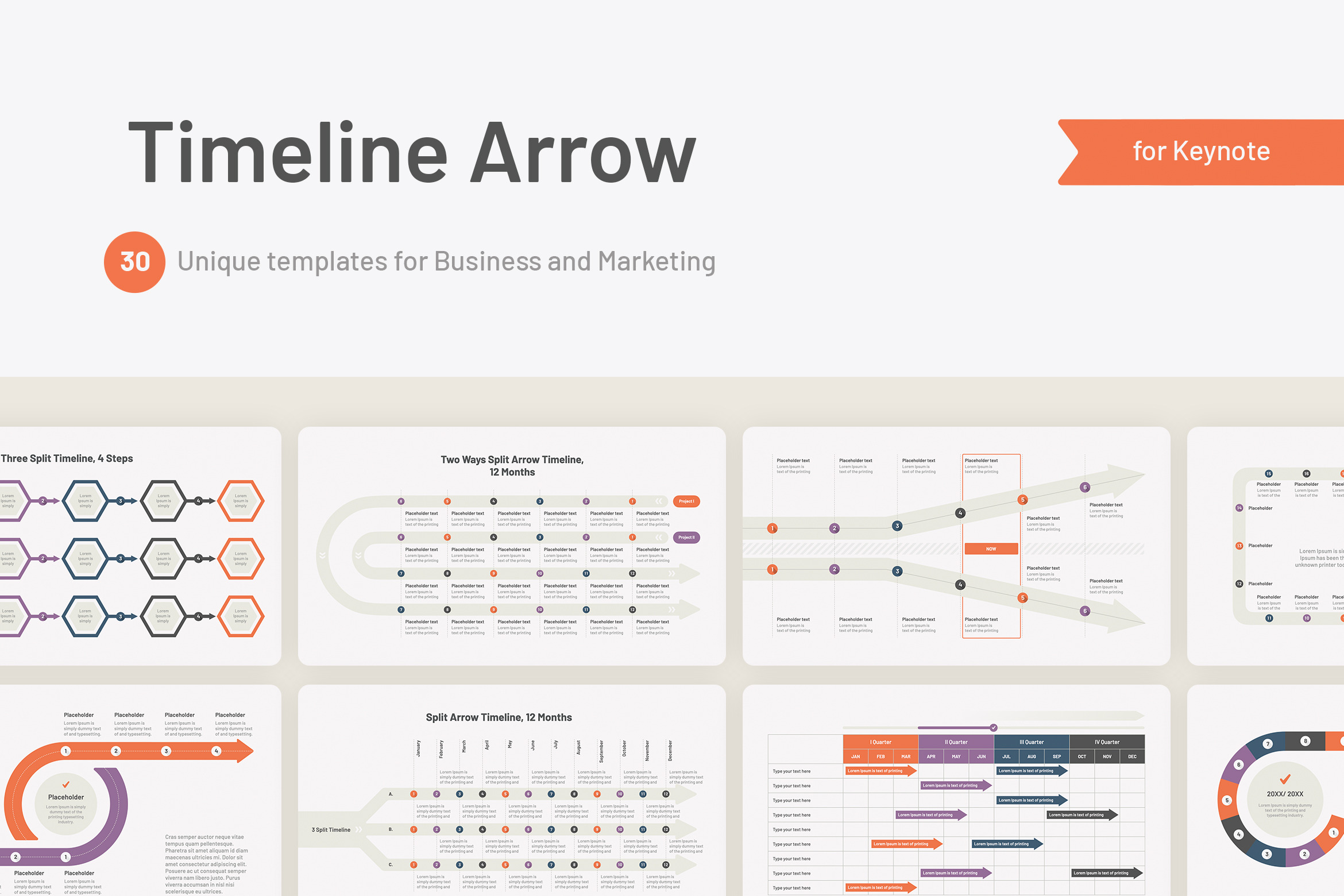 30 PRO Timeline Arrow Templates for Keynote