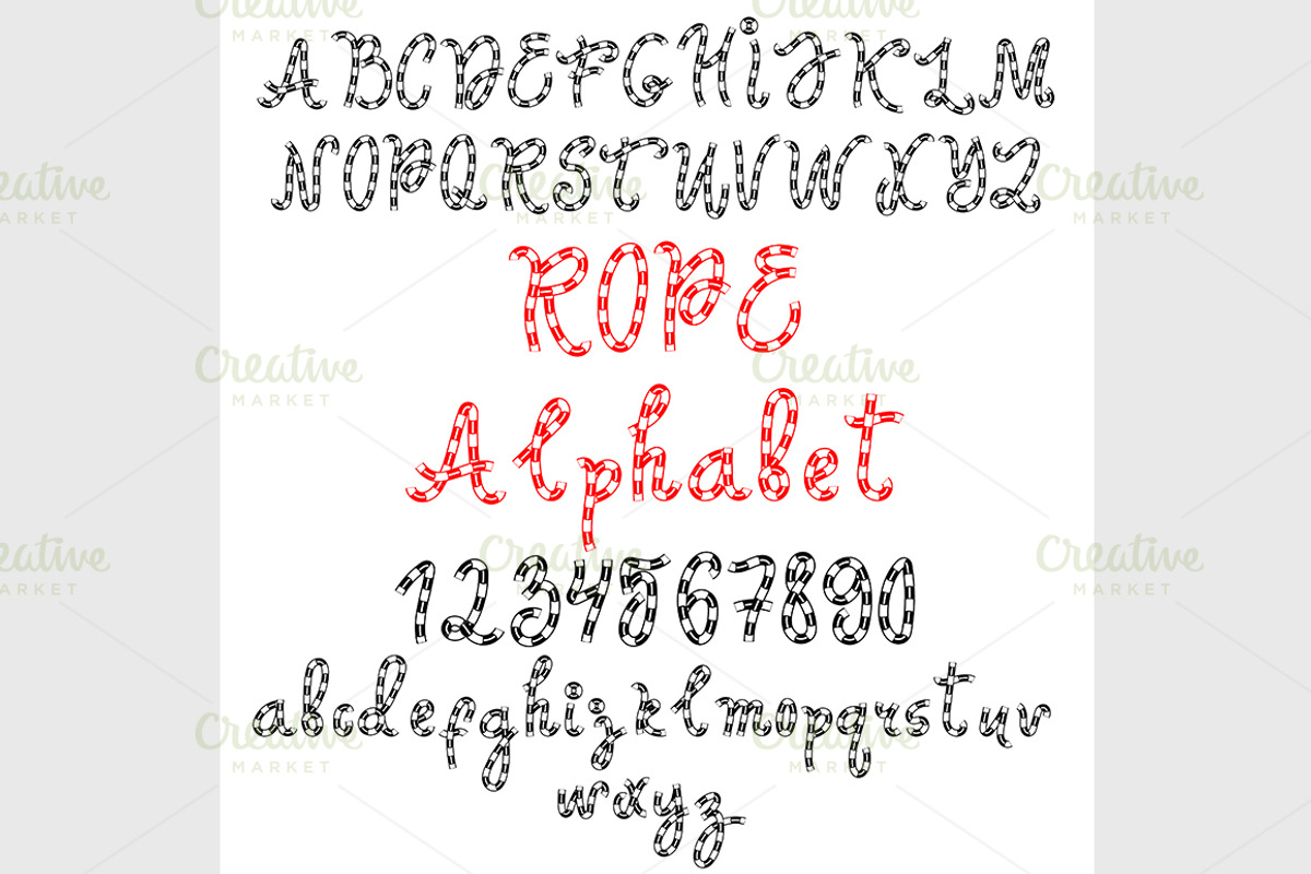 Alphabet of rope, a Script Font by IllustrationArtShop