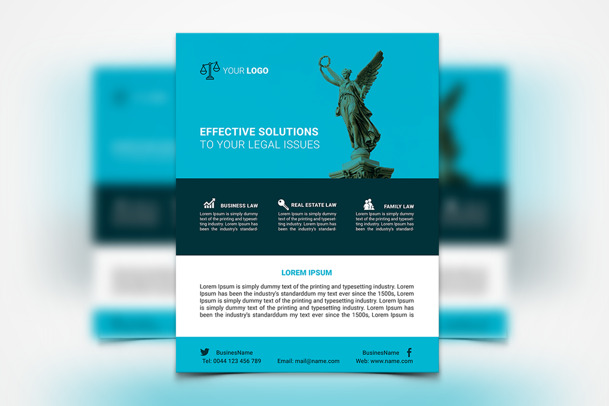 Law Firm and Legal Services Flyers, a Flyer Template by UNIK Agency