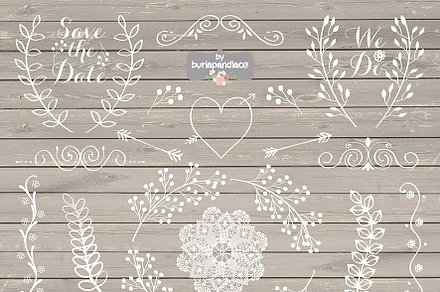 Chalkboard Rustic wedding clipart, an Illustration by burlapandlace