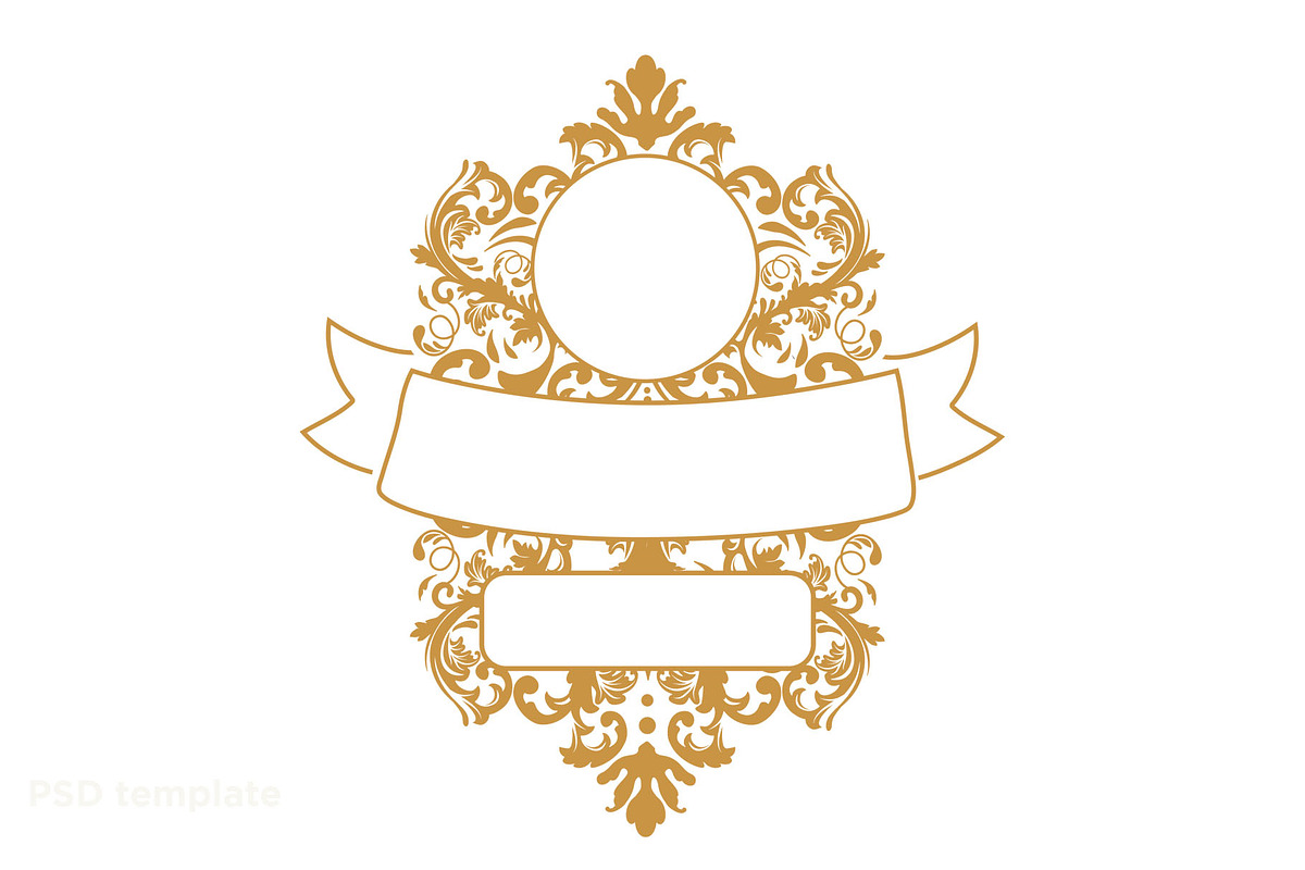 Damask, royal baroque emblem, PSD, a Templates & Theme by Bloom21Art