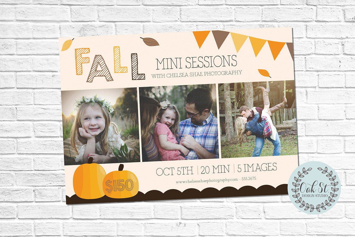 Fall Photographer Mini Session Flyer, a Flyer Template by oakstdesignstudio