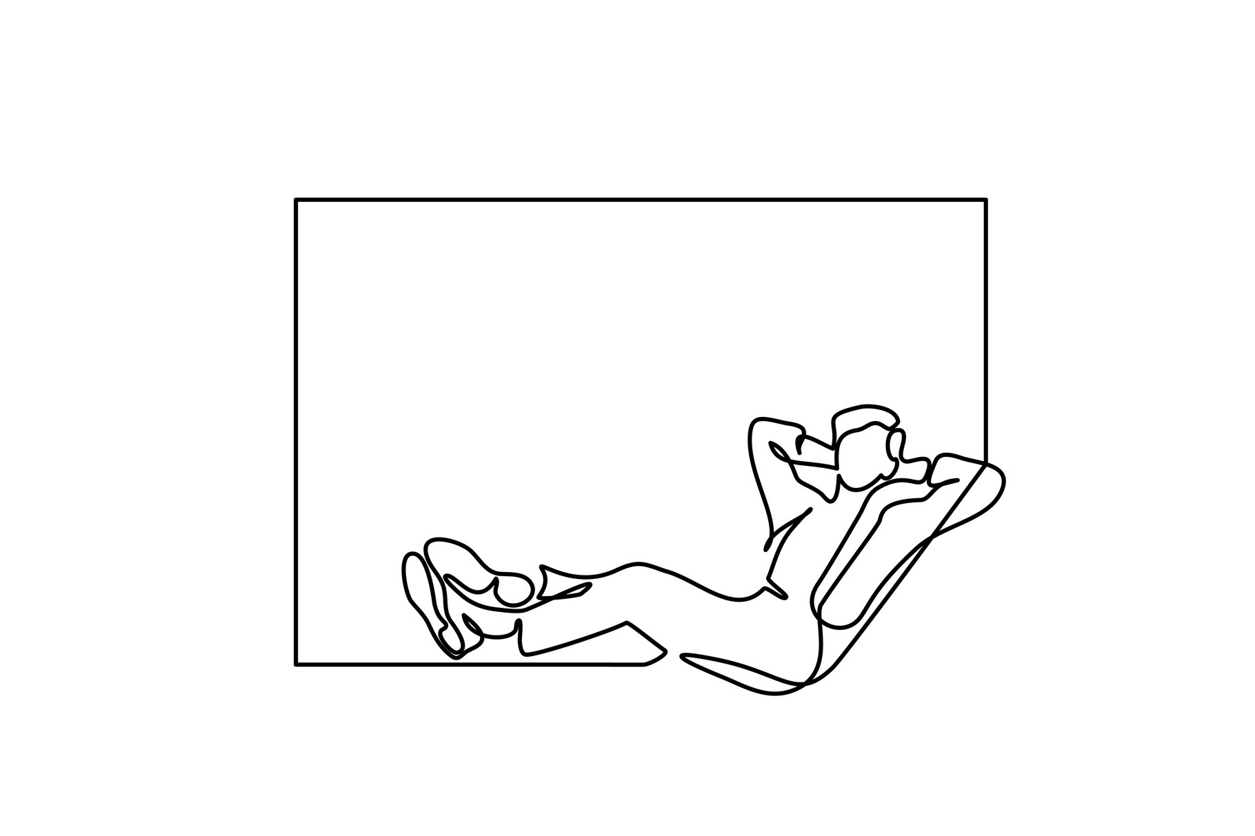 Young man relaxing One line drawing, a Person Illustration by Valenty