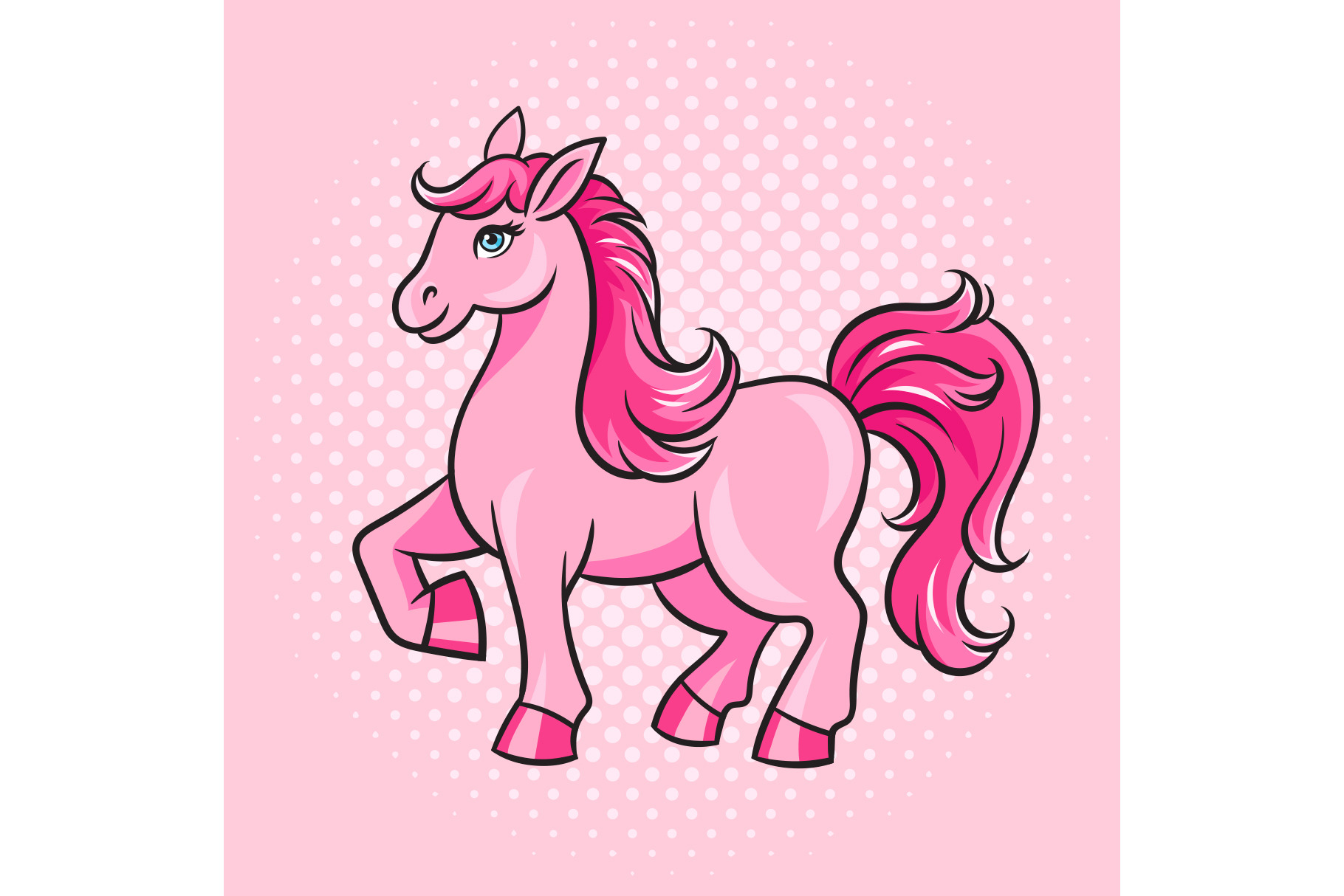 pink pony pinup pop art vector