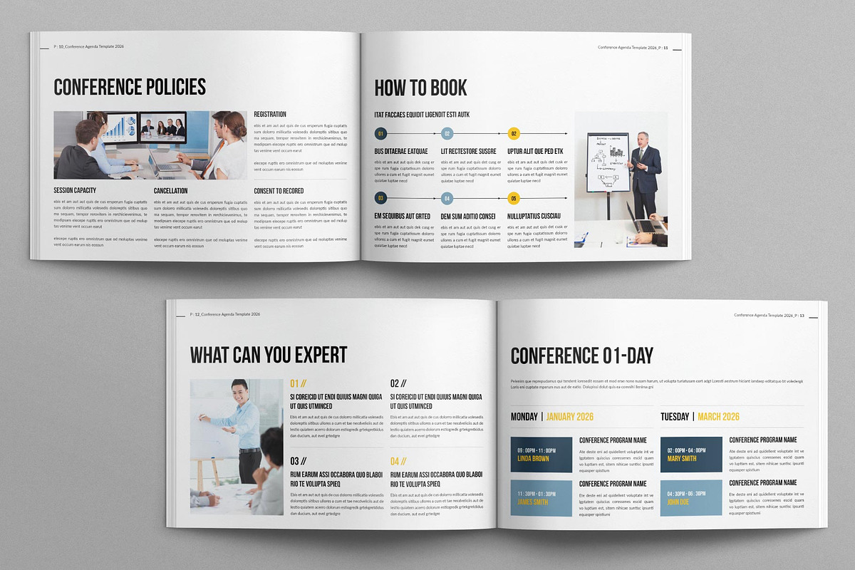 Conference Agenda Template Landscape, a Brochure Template by E-Type