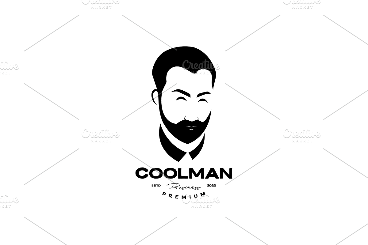 cool man business bearded hipster logo