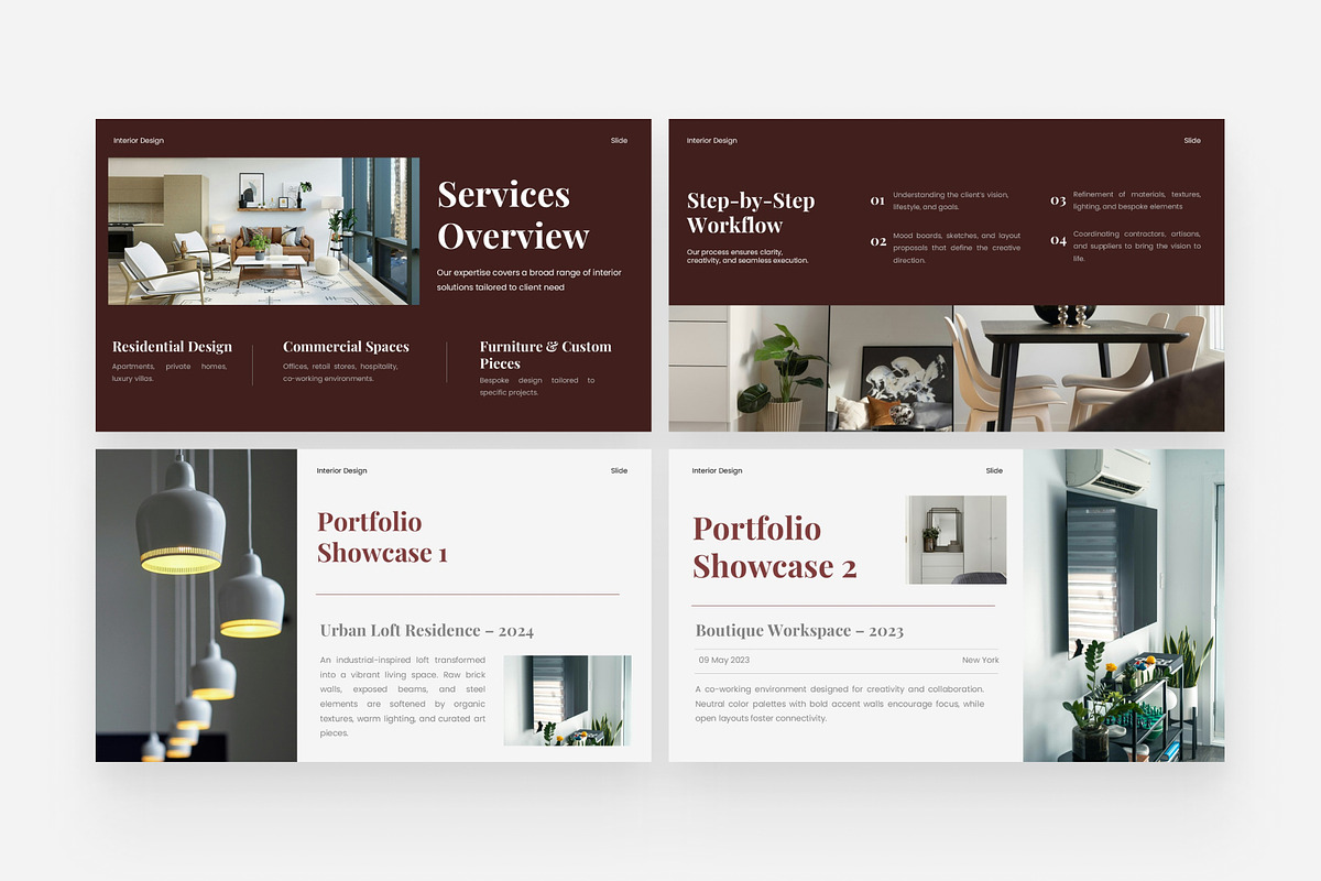 Interior Design Portfolio Powerpoint, a Presentation Template by Eklip ...