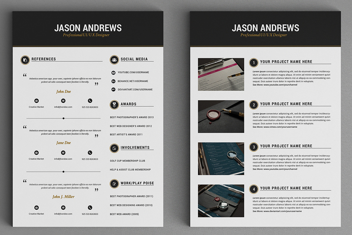 The Elegant Resume/CV Set Template, a Resume Template by SNIPESCIENTIST