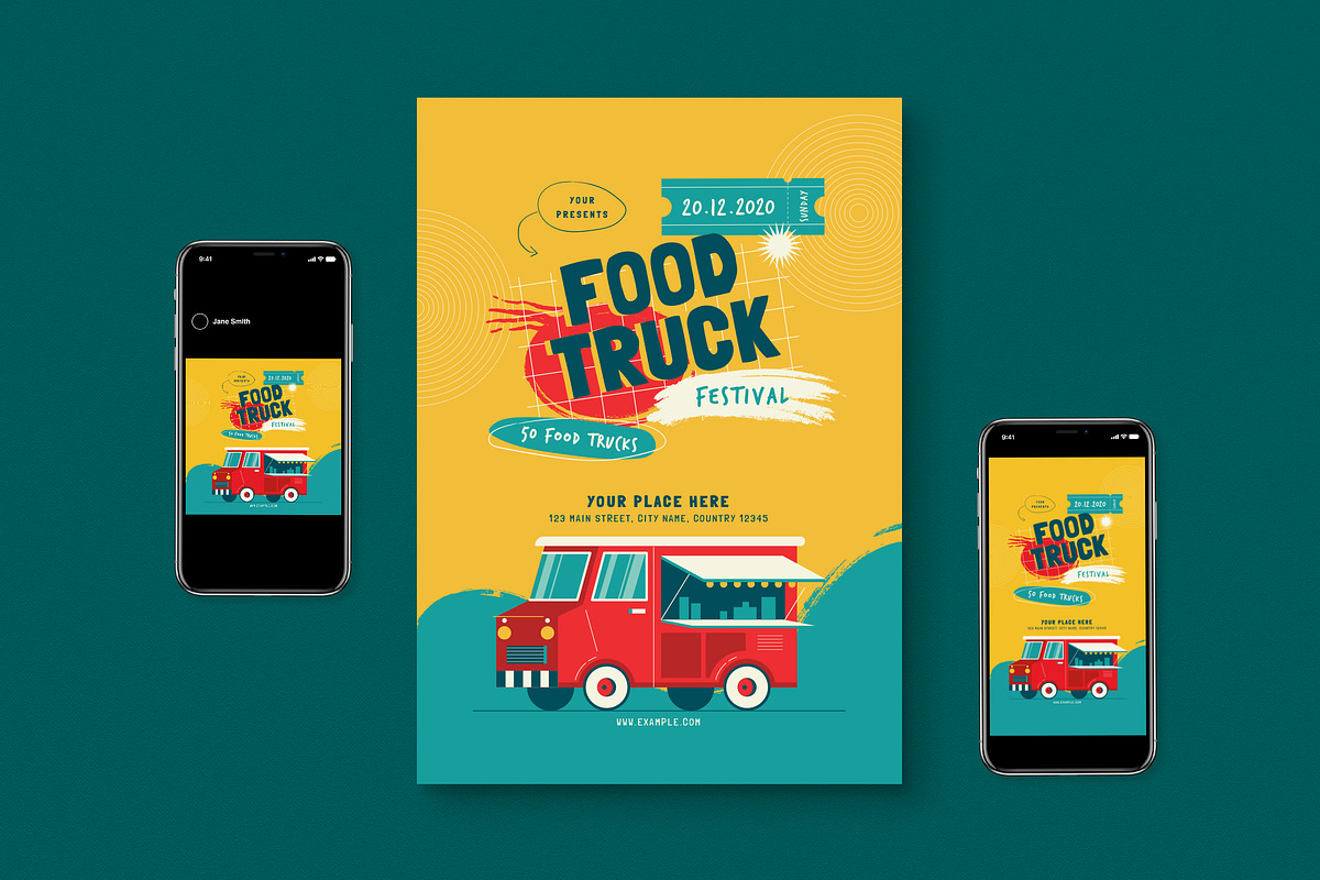 Food Truck Flyer Set, a Flyer Template by graphicook