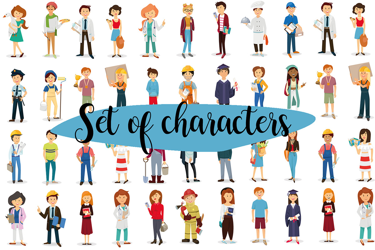 Set of characters, a Person Illustration by Chikovnaya
