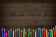 Color pencil on wooden background | Background Graphics ~ Creative Market