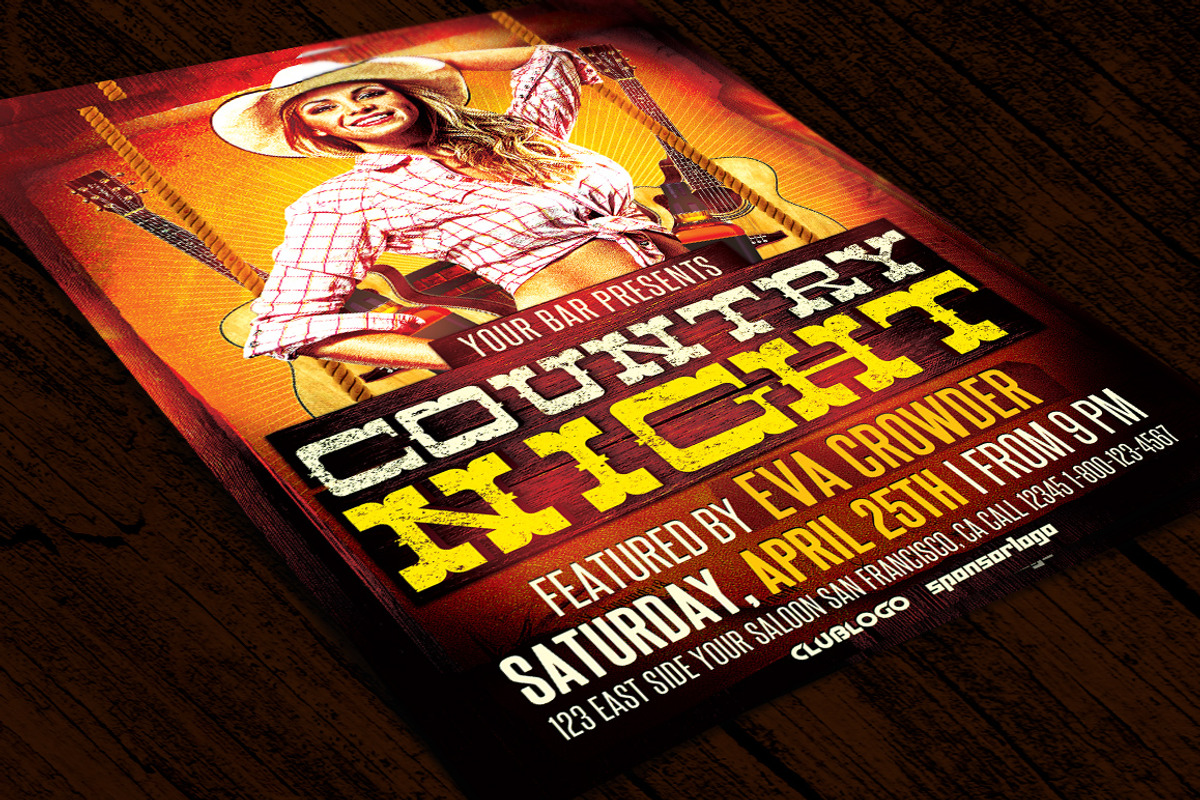 Western Country Night Flyer Template, a Flyer Template by Flyermind