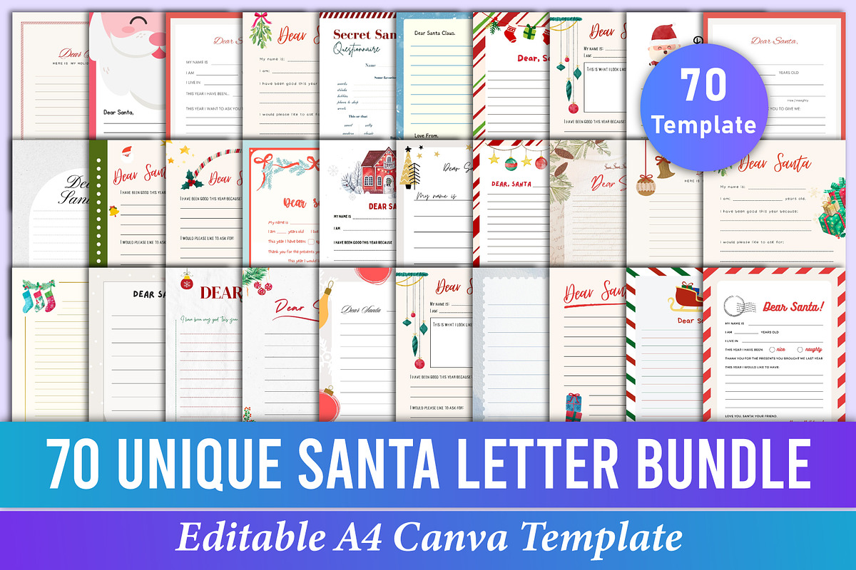 70 Unique Santa Letter Bundle Canva