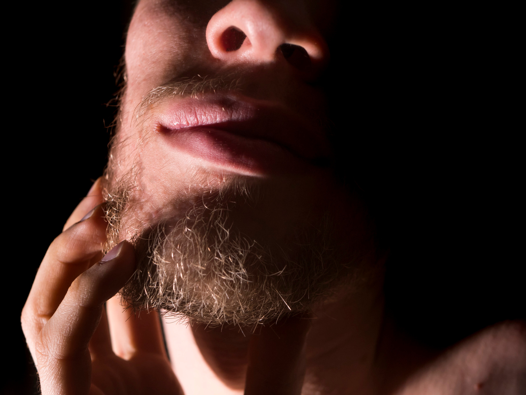 close up isolated man face scratching his beard | Beauty & Fashion ...