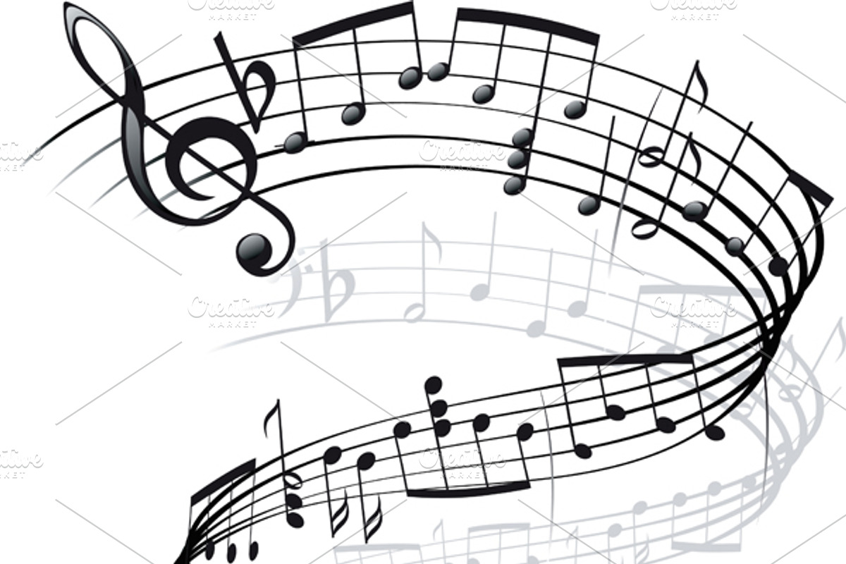 music notes twisted into a spiral, an Illustration by Sharpner