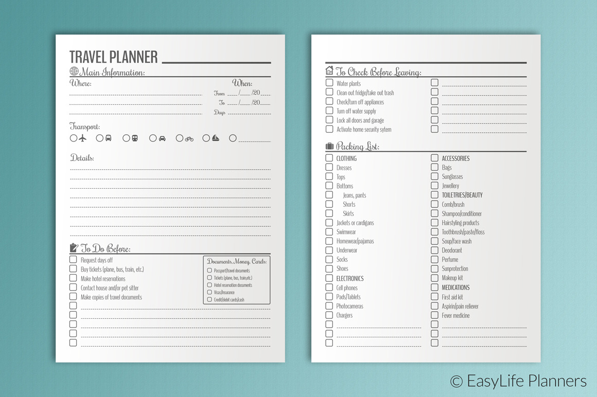 Travel Journal A5 Printable, a Stationery Template by EasyLifePlanners