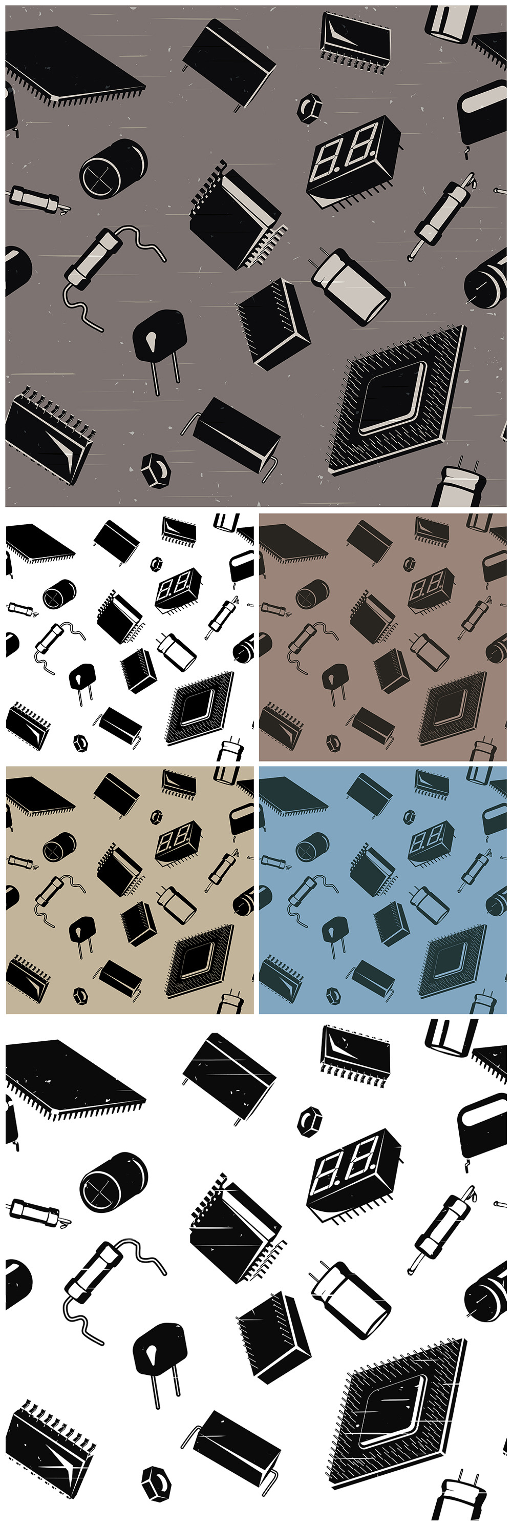Electronic components and circuitry | Graphic Patterns ~ Creative Market