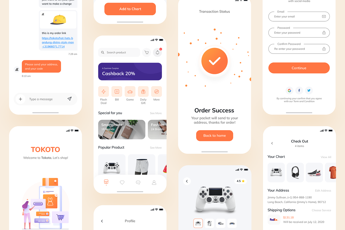 Tokoto - E-Commerce UI KIT, an App Template by Vektora Studio