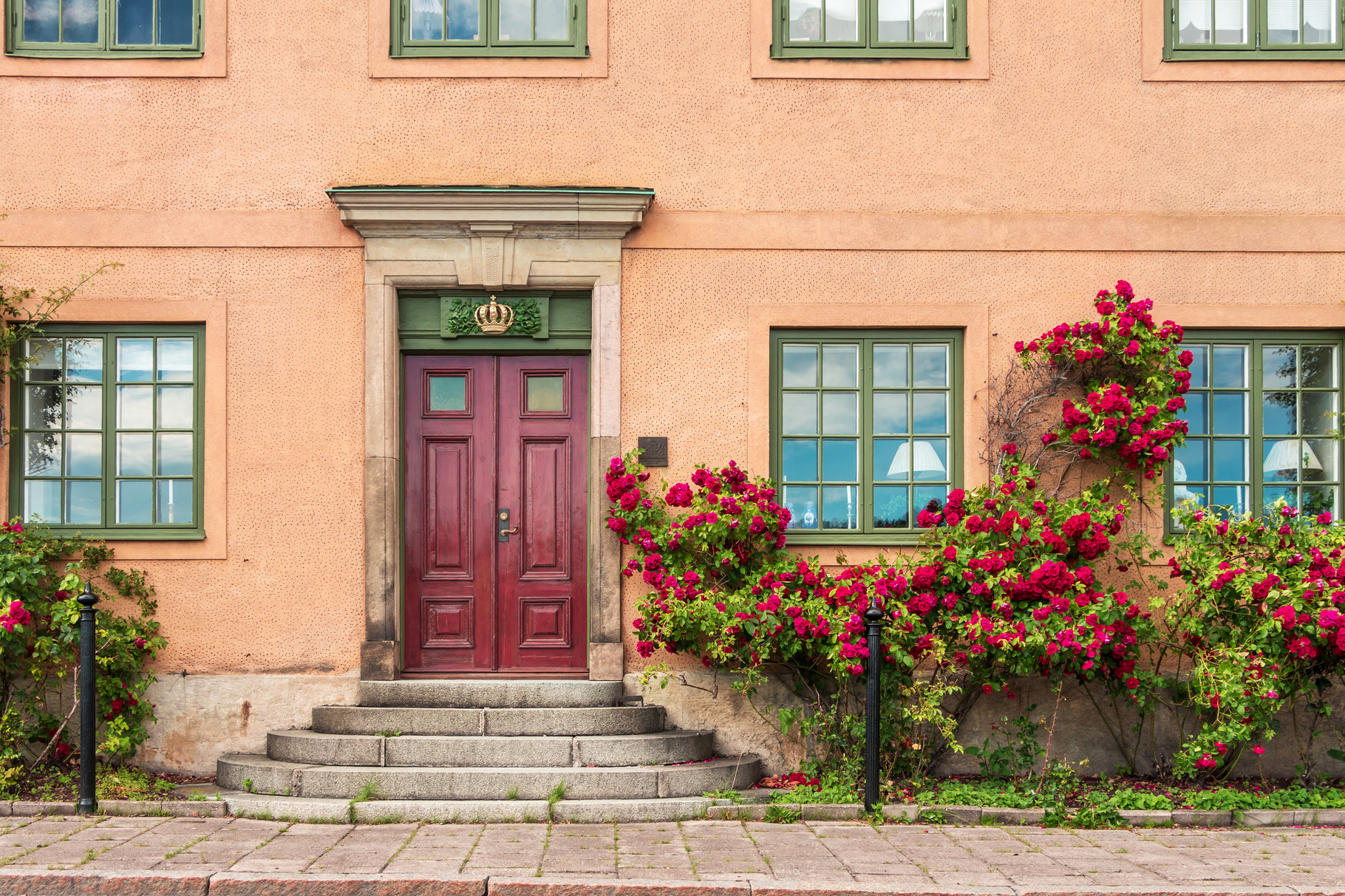 The facade of a peach stone house, an Architecture Photo by StripedNadin