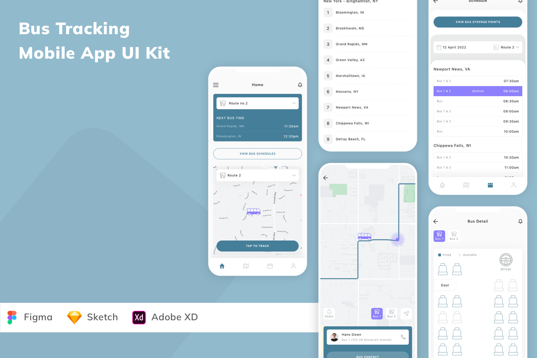Bus Tracking Mobile App UI Kit, an UI Kit Template by Betush