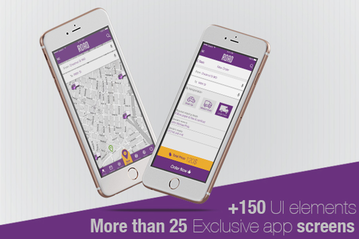 ROAD Mobile App UI Kit, an UI Kit Template by UIUX Halim