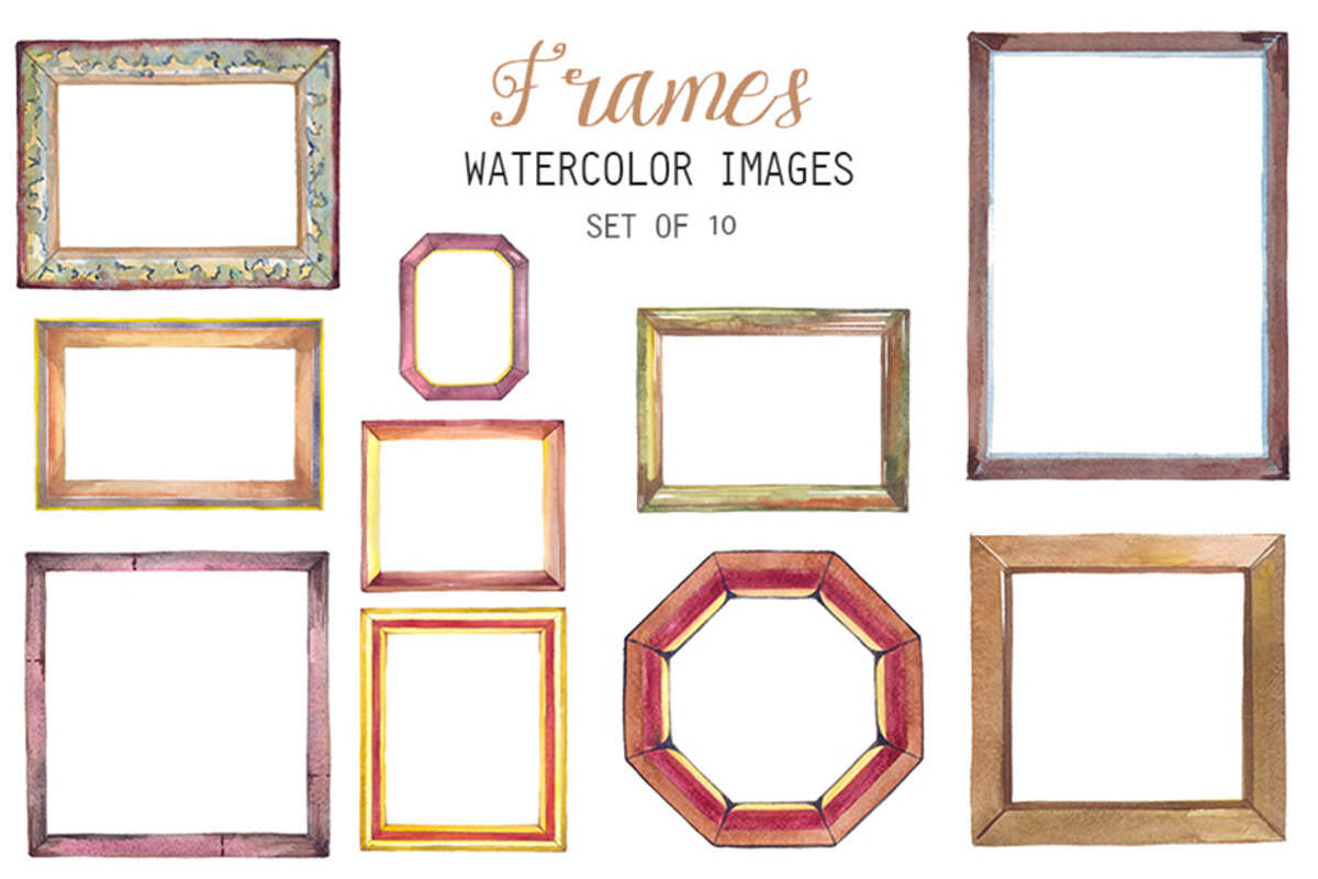 Watercolor Frames Clipart, a Decorative Illustration by YesFoxy