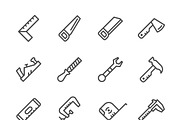 Set line icons of hand tool, an Outline Icon by motorama