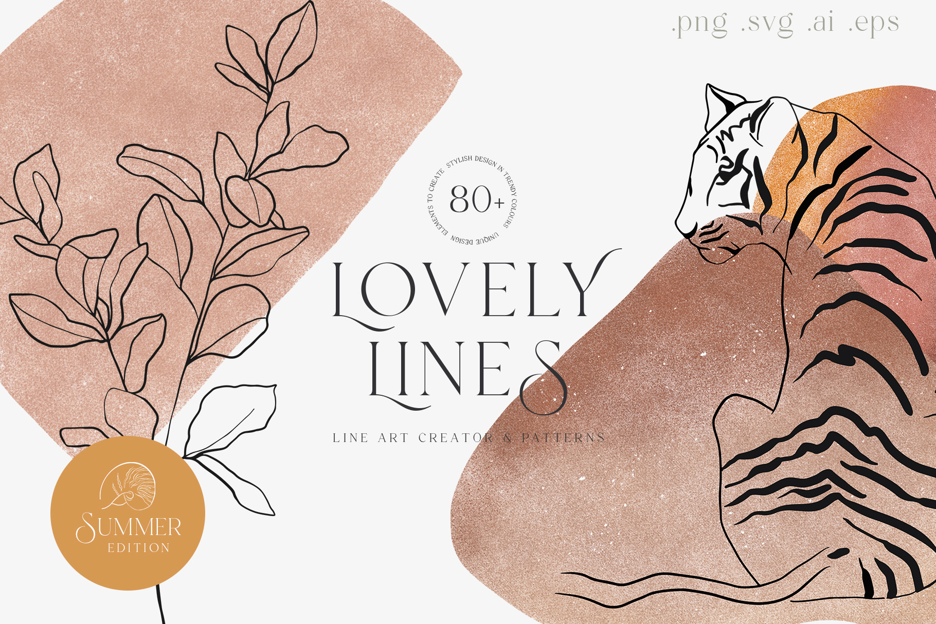 Summer Line Art and Patterns, a Texture Illustration by Busy May Studio ...