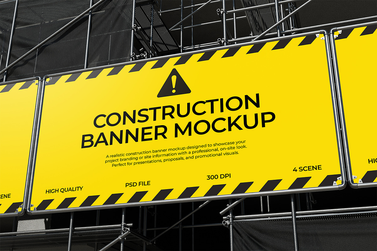 Construction Banner Mockup, an Advertising Mockup by Nathatype