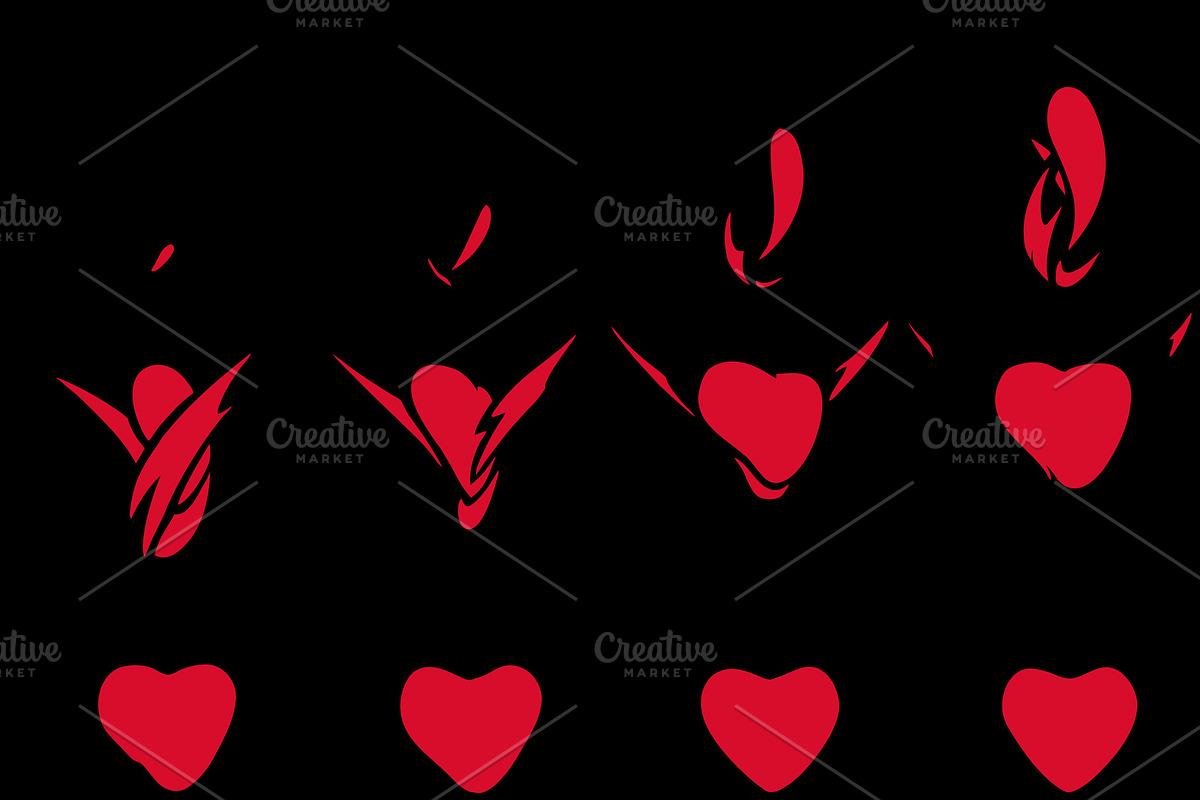 Sprite Sheets Heart. Ready for games, an Illustration by YashkovskiyMD