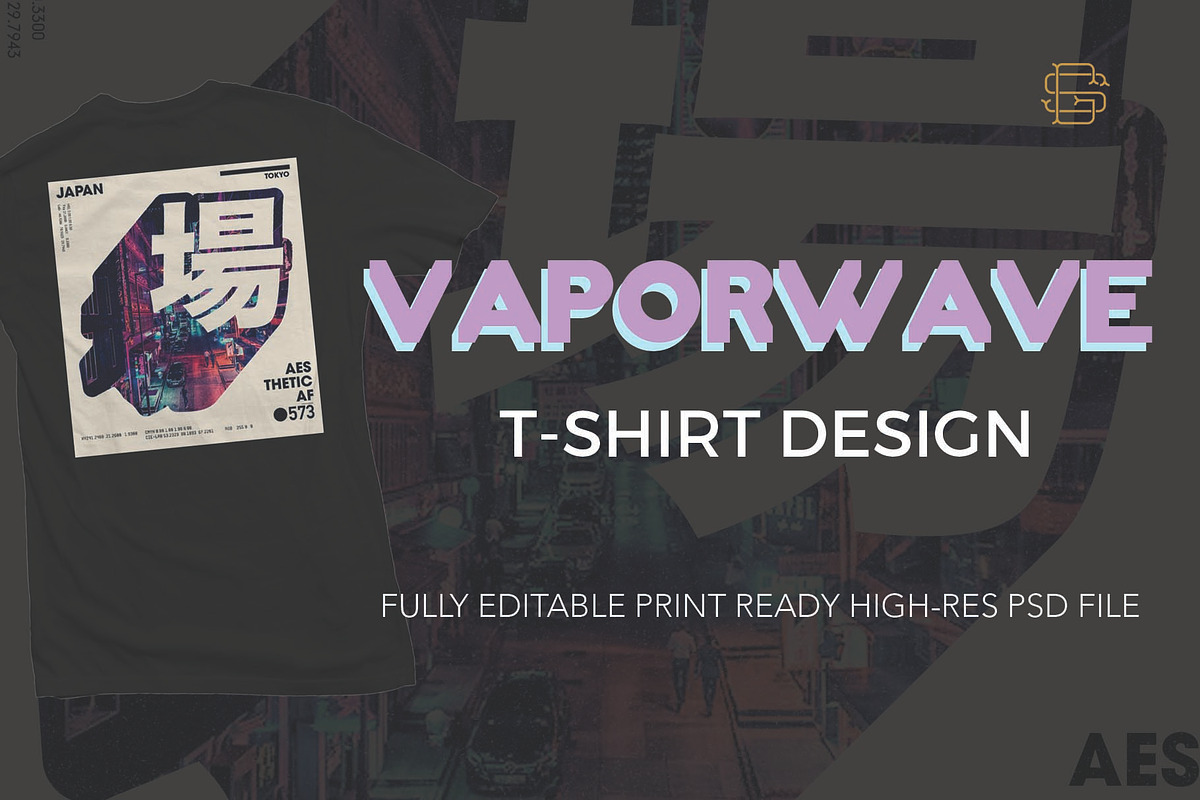 Vaporwave T-shirt Design Template, an Illustration by Aurum Creative