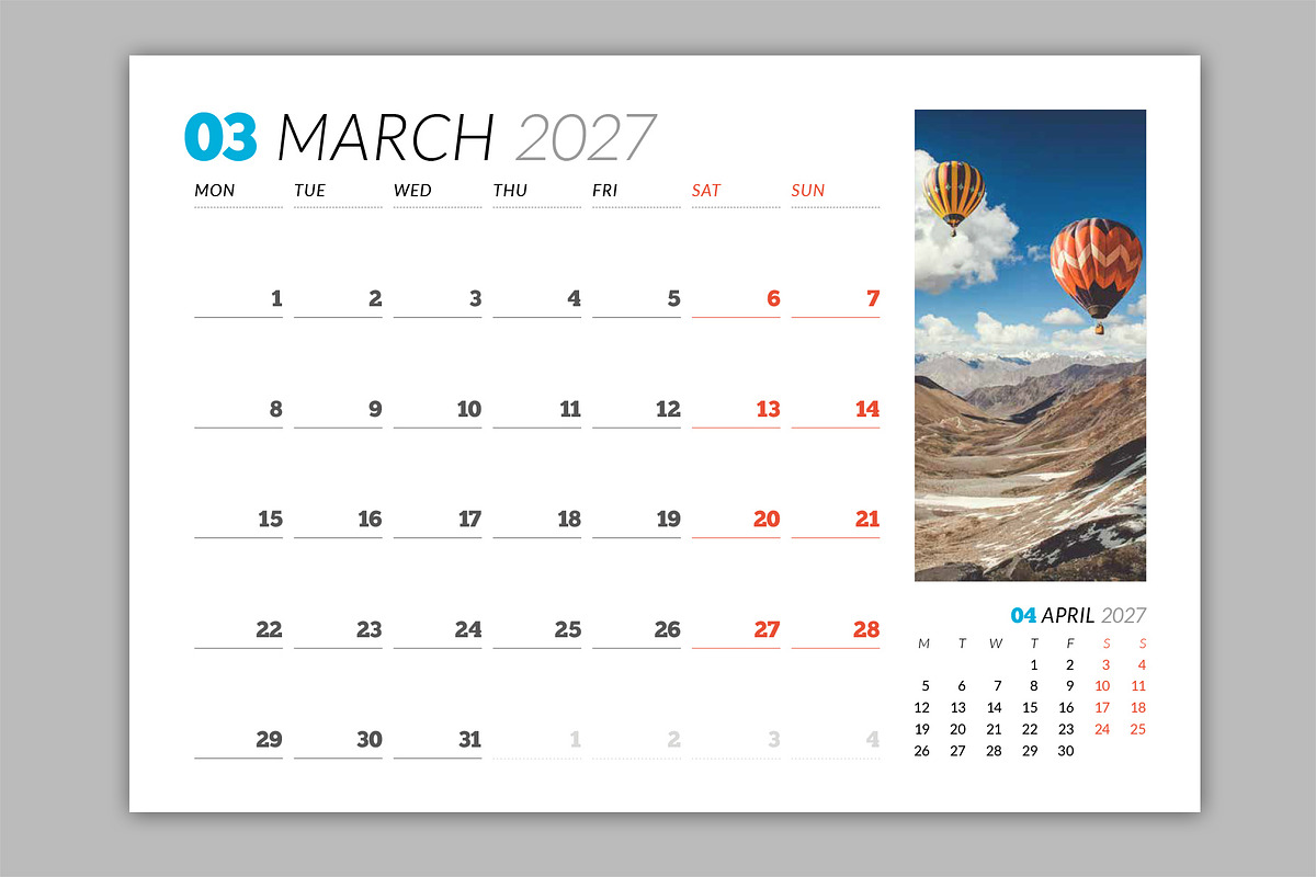 Wall Calendar 2027 (WC031-27-M), a Stationery Template by mikhailmorosin