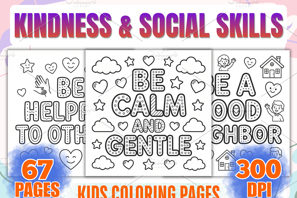 Kindness & Social Skills Coloring, an Education Illustration by Ink Gallery
