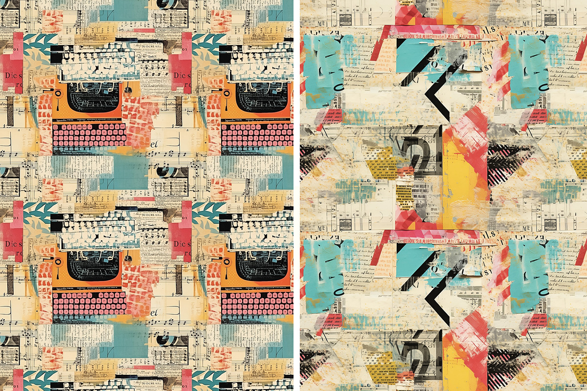 Mixed media art seamless patterns, a Pattern Graphic by Bubert Art