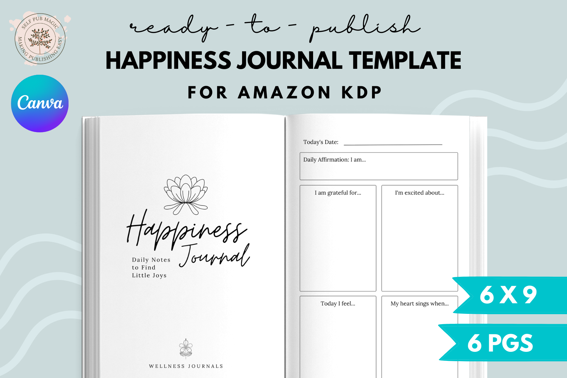 Happiness Journal Template for Canva, a Magazine Template by Self ...
