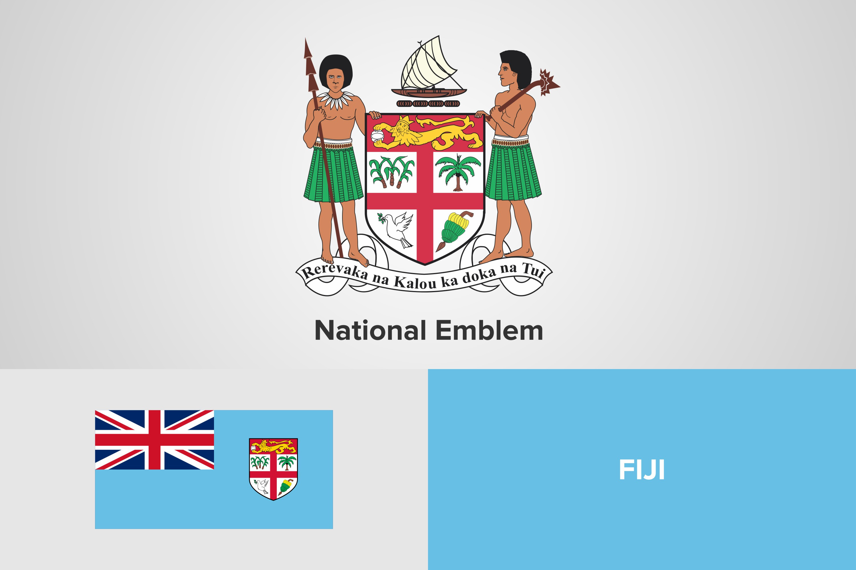Fiji National Emblem & Flag Template, an Object Illustration by shahsoft