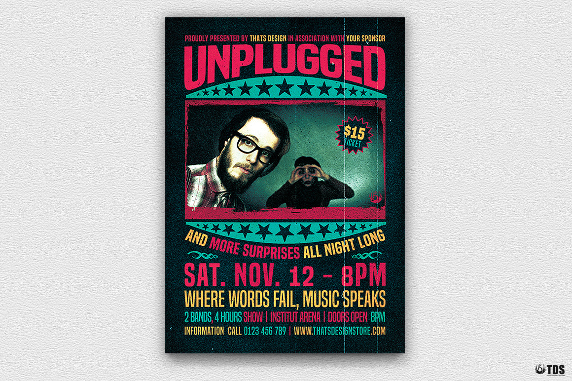 Concert Unplugged Flyer Template, a Flyer Template by ThatsDesign Art