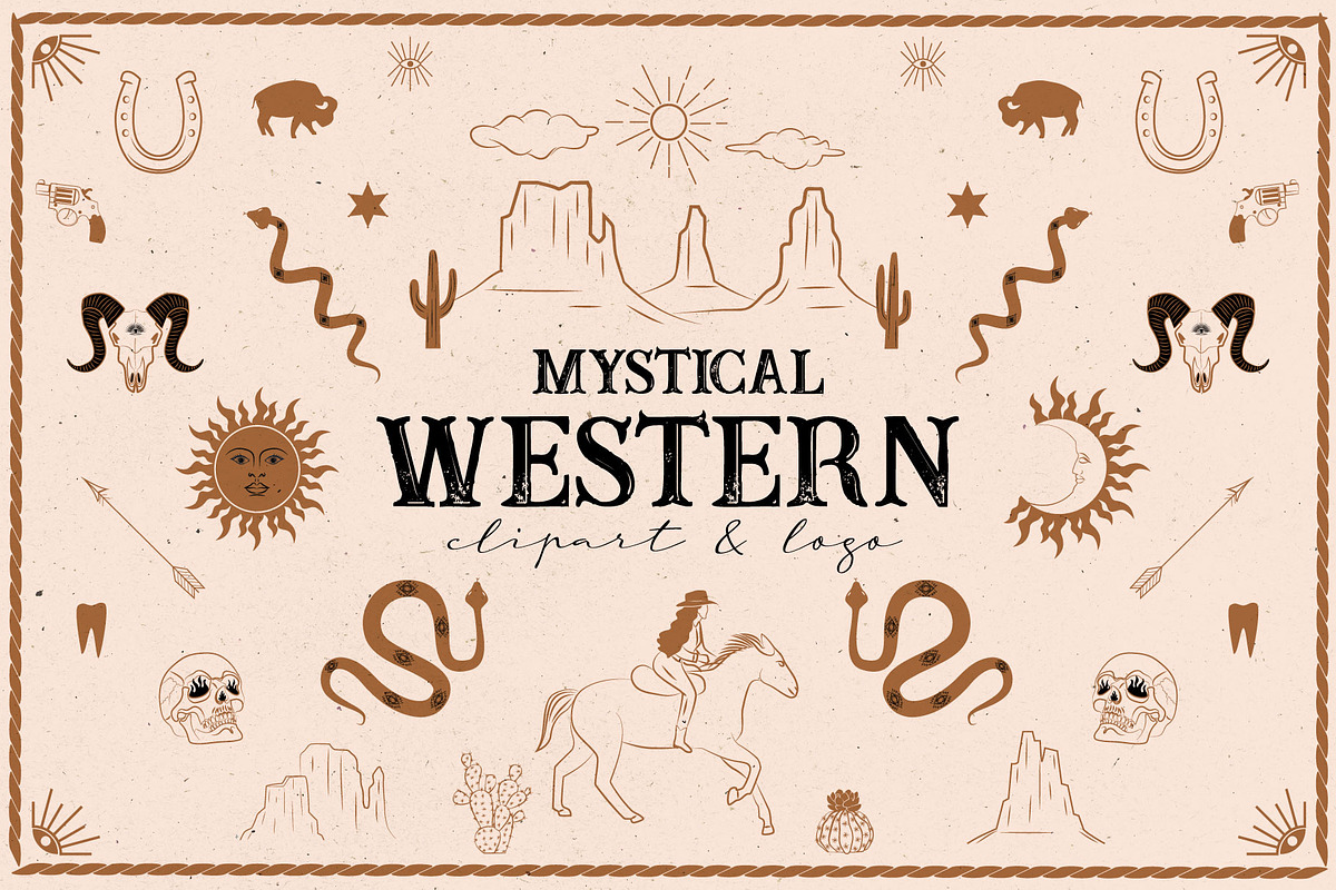 Mystical Western logotype & clipart