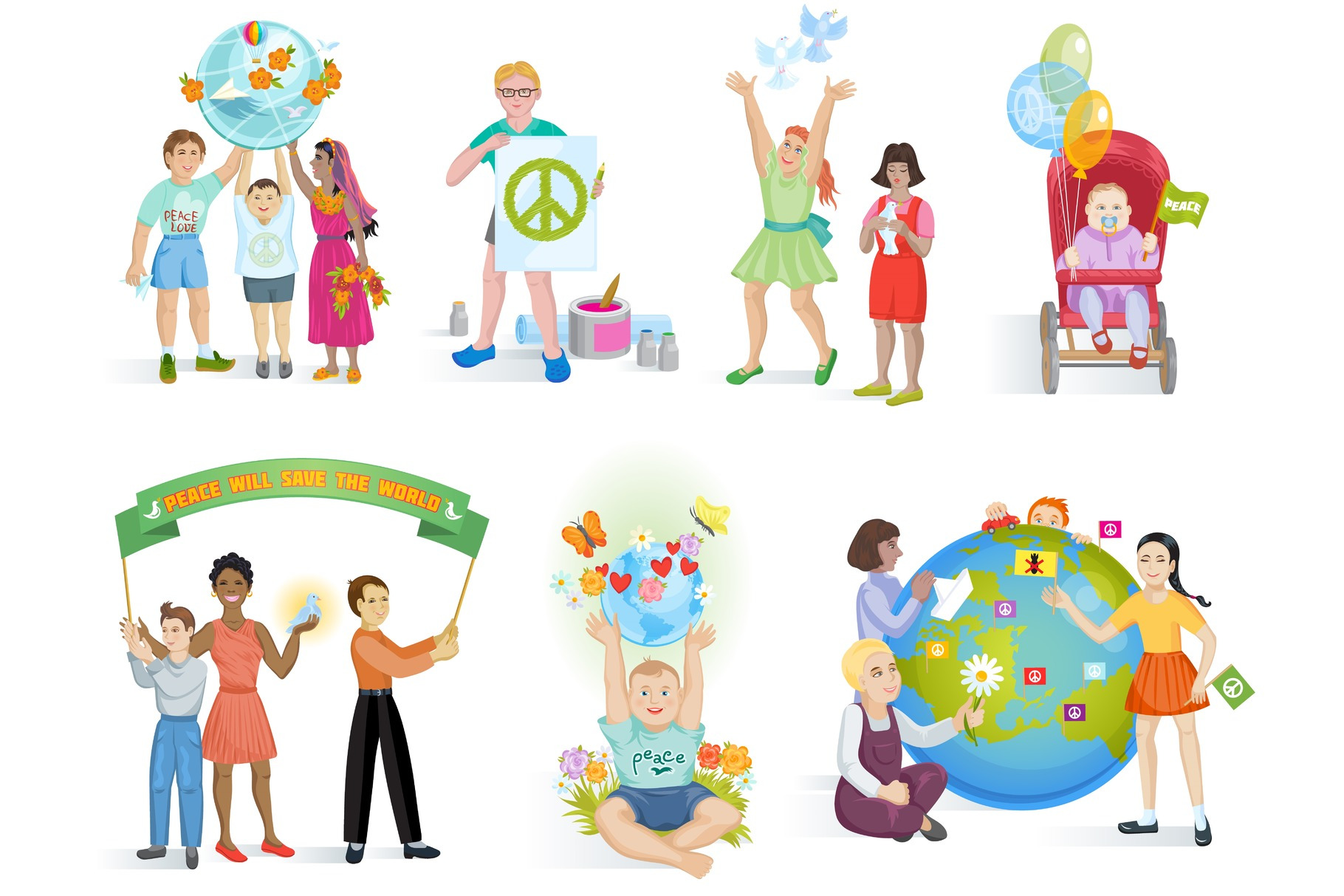 People in peace vector world kids on, an Education Illustration by ...