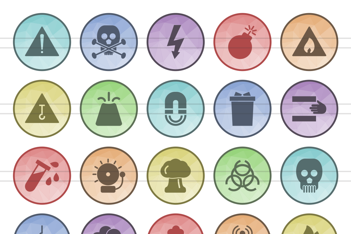 50 Warning Filled Low Poly Icons, an Icon by IconBunny