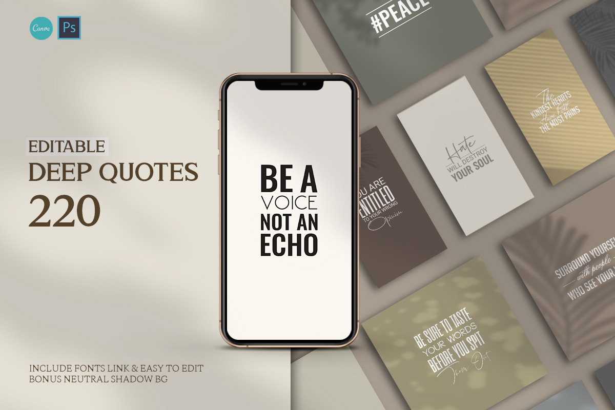 220 Editable Deep Quotes, a Social Media Template by Eviory