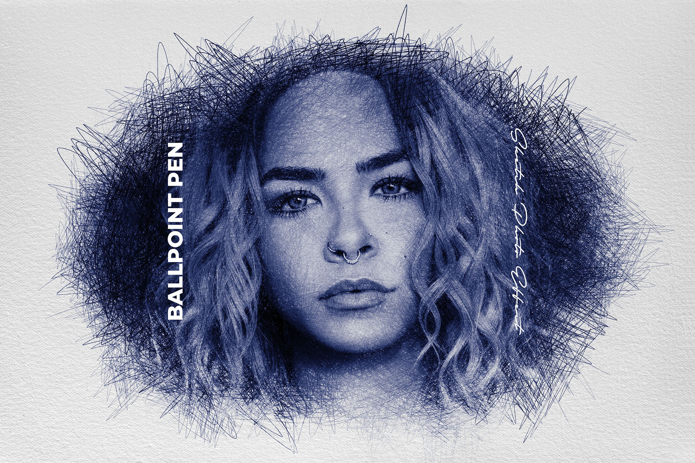 Ballpoint Pen Sketch Photo Effect, a Texture Graphic by Design Squad